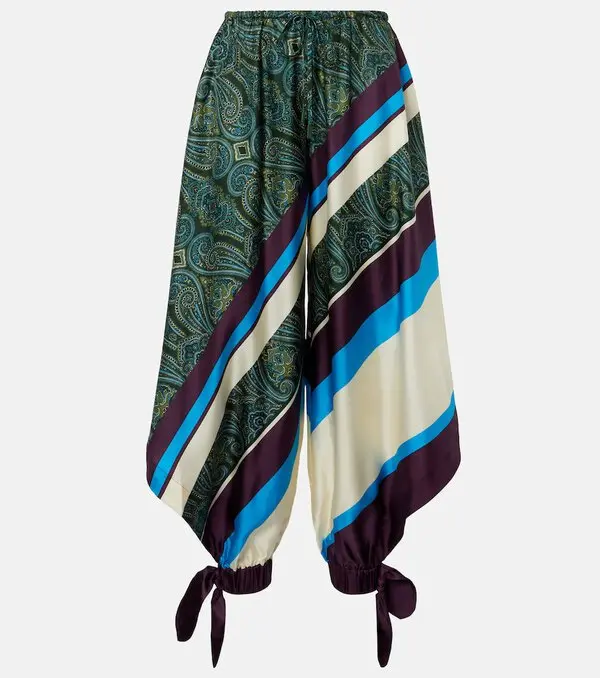 ALEMAIS Alémais Joni Printed Silk Twill Balloon Pants - Multicoloured
