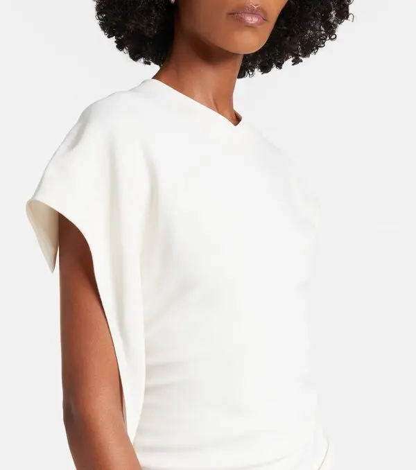 Victoria Beckham Draped Crêpe Satin Midi Dress - White
