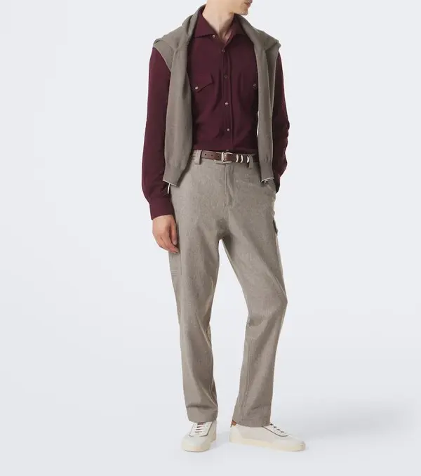 Brunello Cucinelli Suede Lace-up Sneakers With Leather Trim - Brown