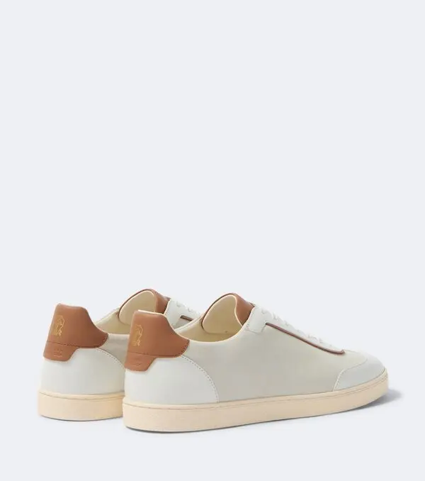 Brunello Cucinelli Suede Lace-up Sneakers With Leather Trim - Brown