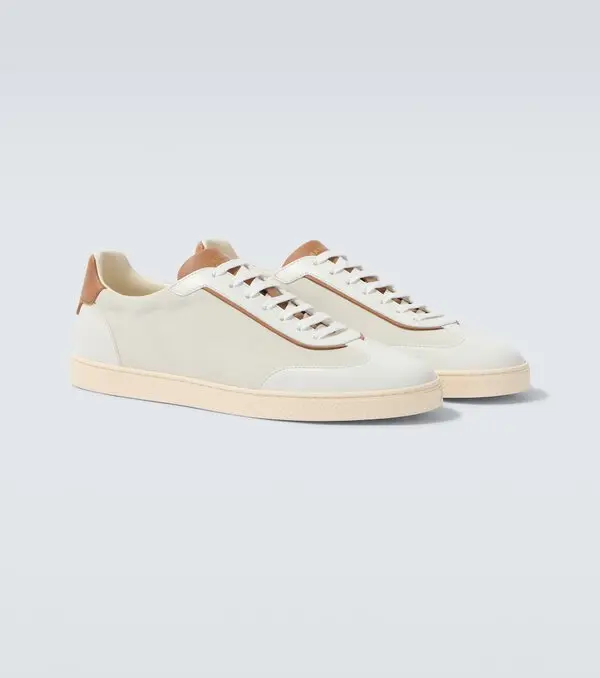 Brunello Cucinelli Suede Sneakers With Leather Trim - Brown