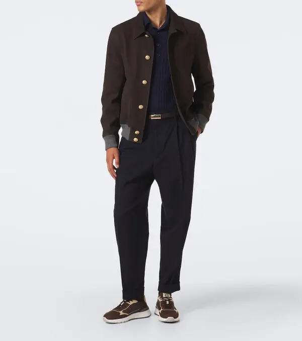 Brunello Cucinelli Leather-trimmed Suede Sneakers - Grey