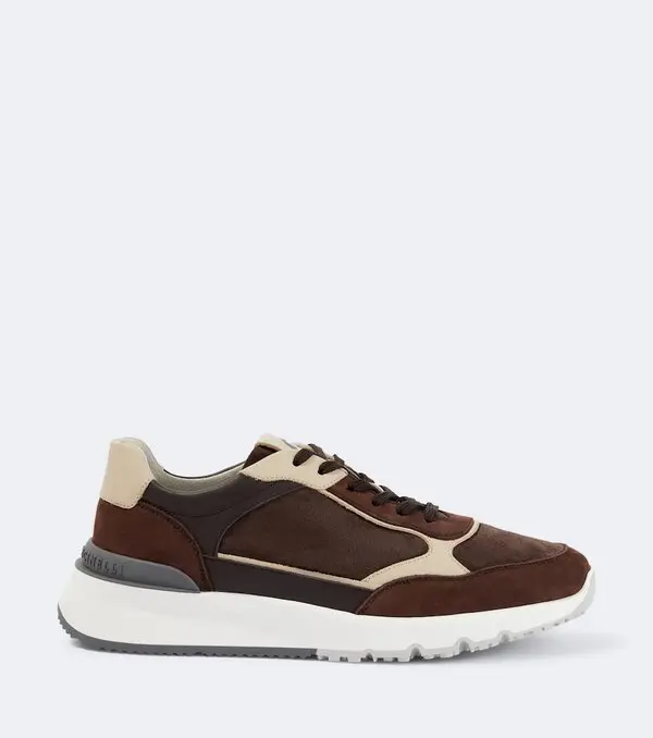 Brunello Cucinelli Leather-trimmed Suede Sneakers - Grey