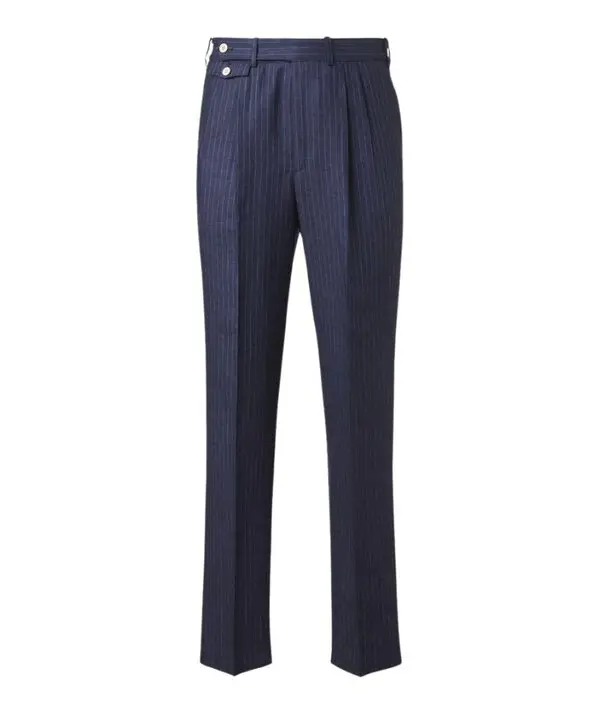 Dunhill Striped Linen Tapered Trousers