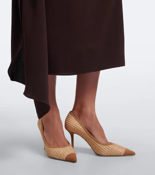 JIMMY CHOO Love Pumps In Raffia And Suede - Beige