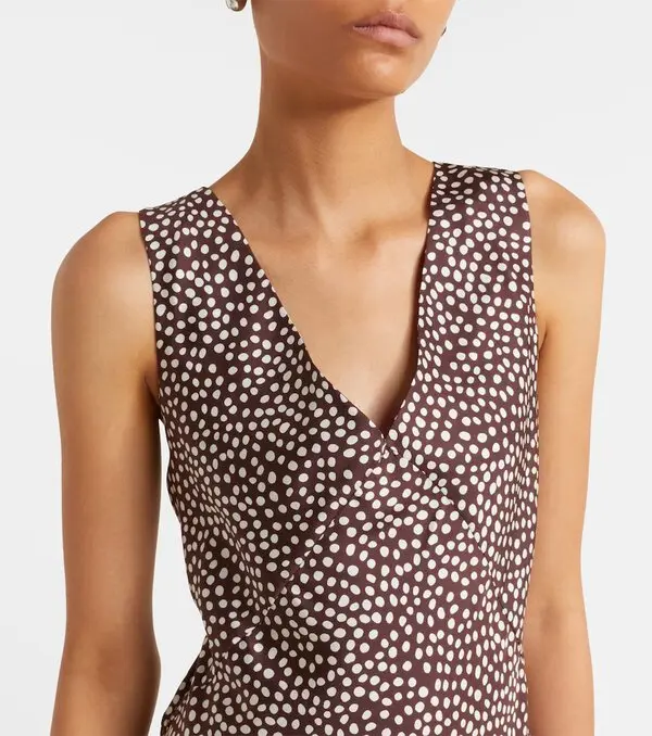 Asceno Provence Polka-dot Silk Twill Slip Dress