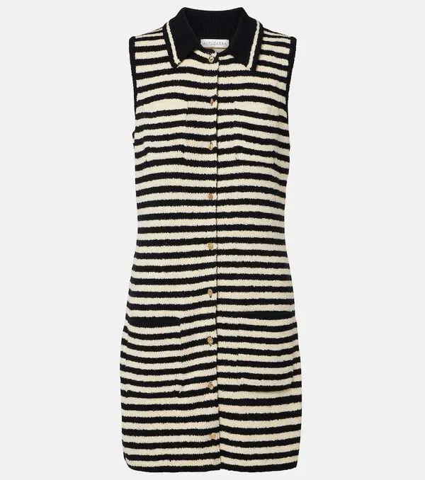 Altuzarra Mamie Striped Cotton-blend Polo Dress - Black