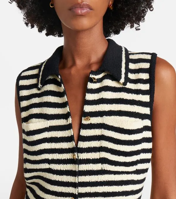 Altuzarra Mamie Striped Cotton-blend Polo Dress - Black