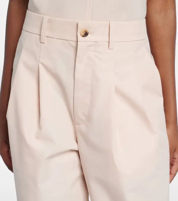 Wardrobe.NYC Pleated Cotton-blend Wide-leg Pants - Beige