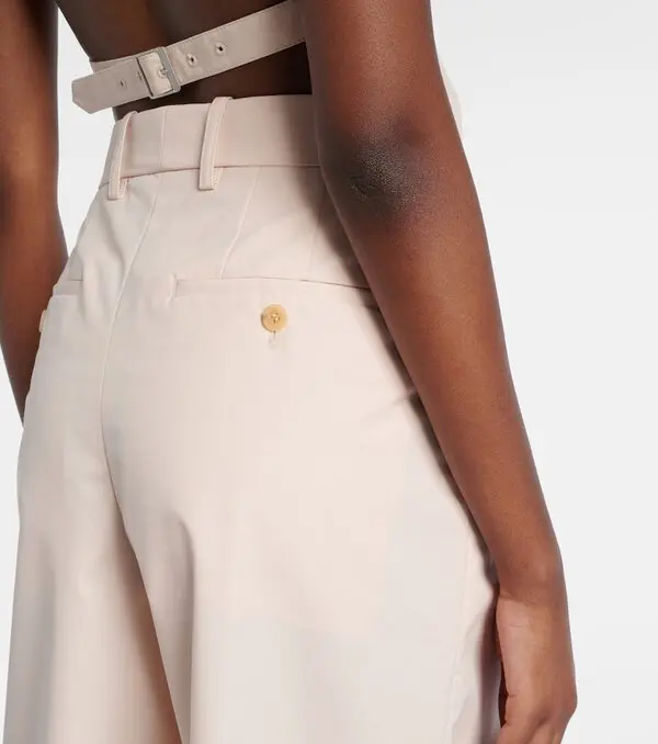 Wardrobe.NYC Pleated Cotton-blend Wide-leg Pants - Beige