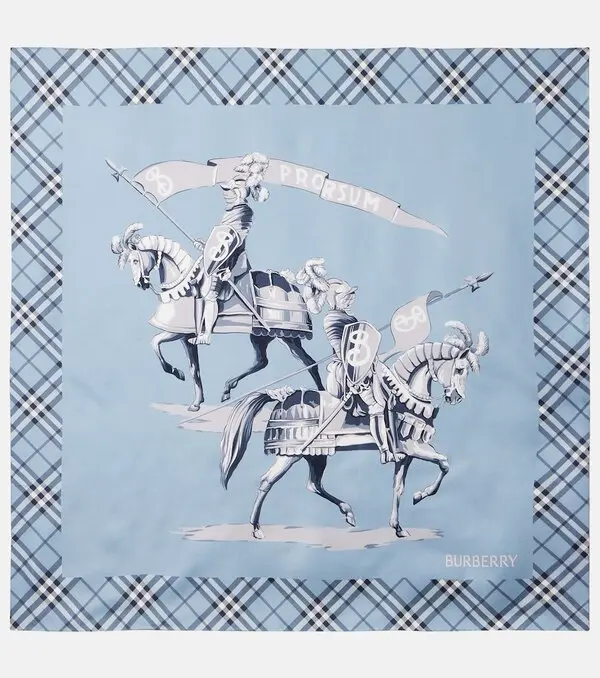 Burberry Ekd Silk Twill Scarf - Blue