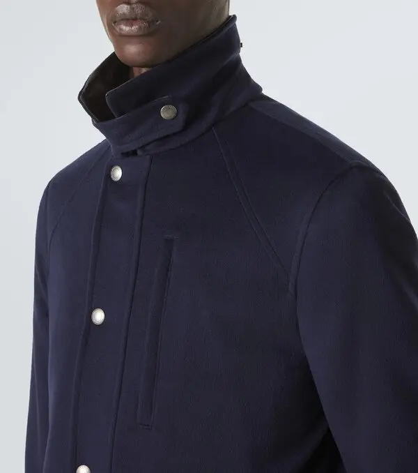 Brunello Cucinelli Wool Jacket With Leather Trim