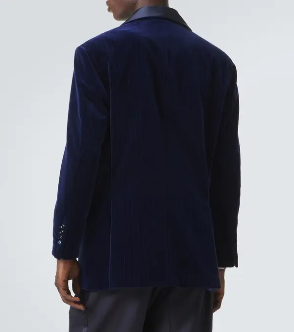 Brunello Cucinelli Pinstripe Cotton Velvet Tuxedo Jacket