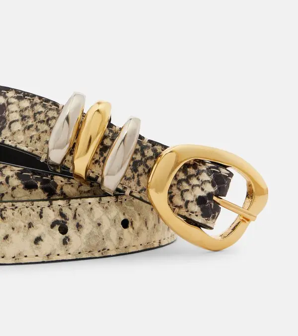 AMANU Tugela Snake-effect Leather Belt - White