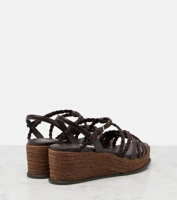 JIMMY CHOO Nyra Braided Suede Espadrille Wedges