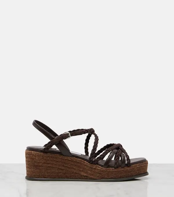 JIMMY CHOO Nyra Braided Suede Espadrille Wedges