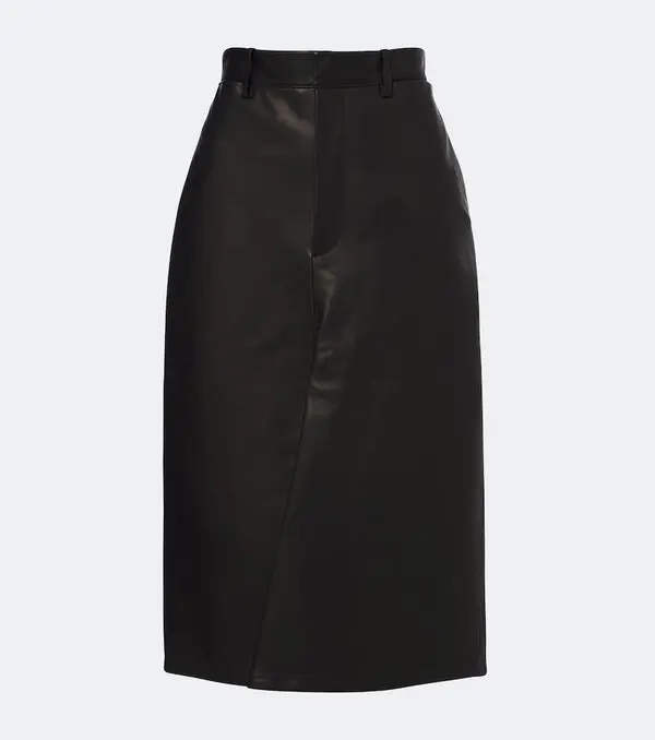 Victoria Beckham Leather Midi Skirt - Black