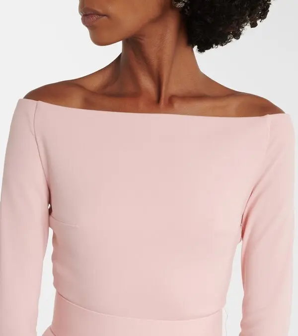 Solace London Sabina Off-shoulder Gown In Pale - Pink