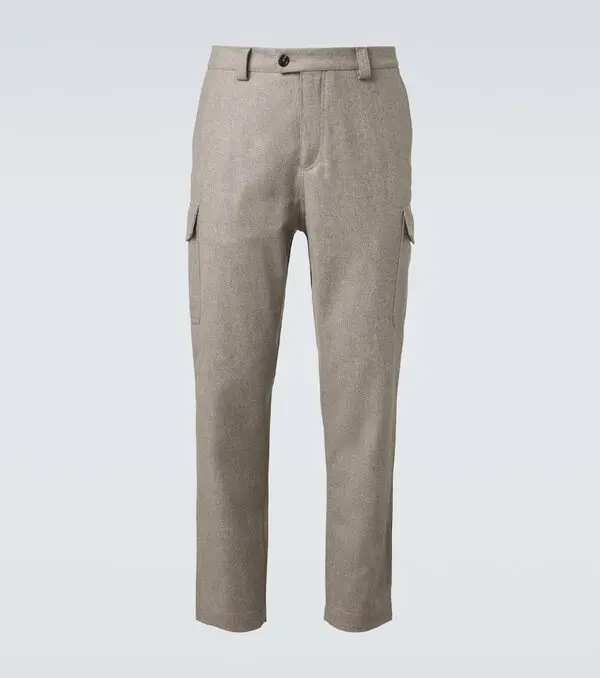 Brunello Cucinelli Tapered Wool Cargo Pants - Beige
