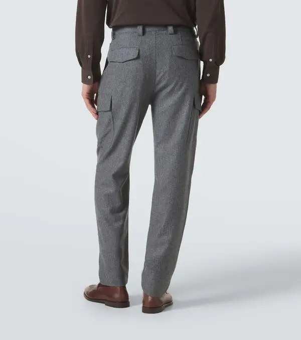 Brunello Cucinelli Tapered Wool Cargo Pants - Grey