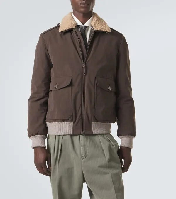 Brunello Cucinelli Shearling-trimmed Blouson Jacket - Brown