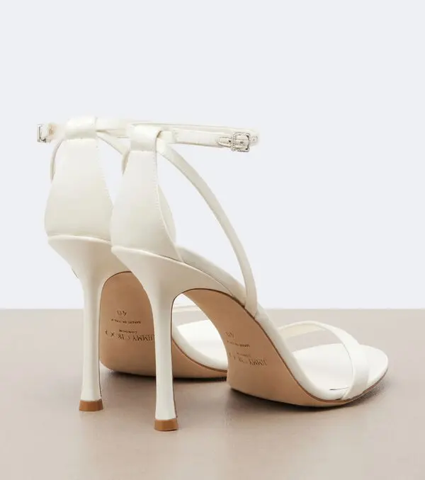 JIMMY CHOO Moza Satin Sandals - White