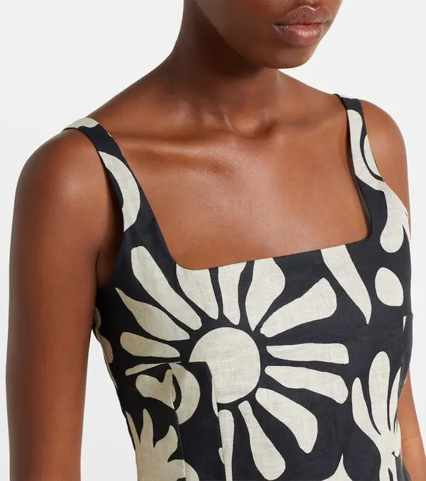 CALA DE LA CRUZ Printed Linen Top