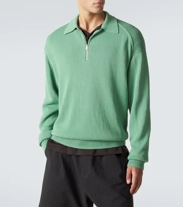 Studio Nicholson Heddy Half-zip Sweater In Apple - Green