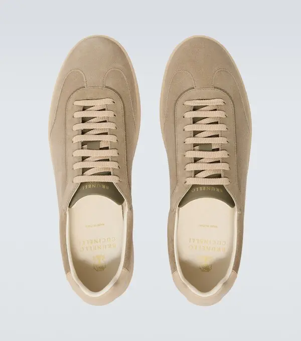 Brunello Cucinelli Leather-trimmed Suede Sneakers