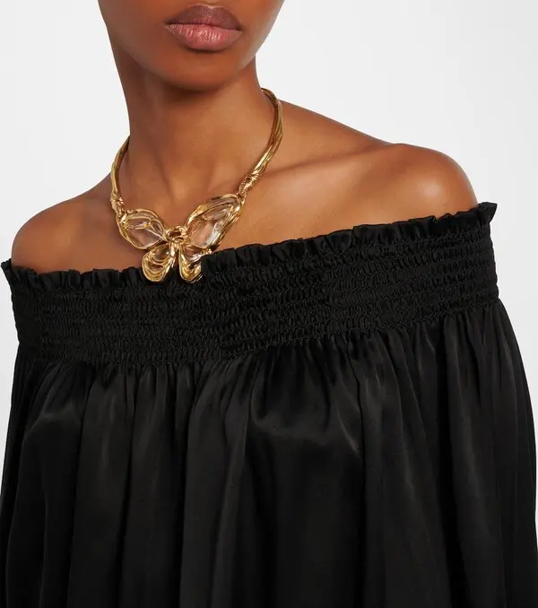 Chloé Off-shoulder Silk Satin Top