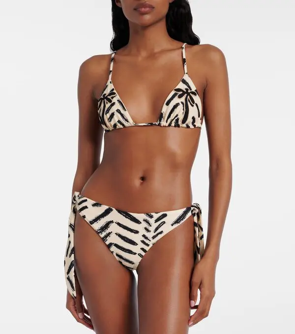 Johanna Ortiz Embroidered Printed Bikini Top