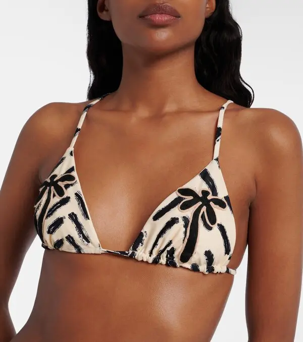 Johanna Ortiz Embroidered Printed Bikini Top