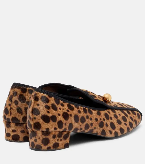 HERBERT LEVINE Showtime Leopard-print Calf Hair Loafer Pumps - Brown