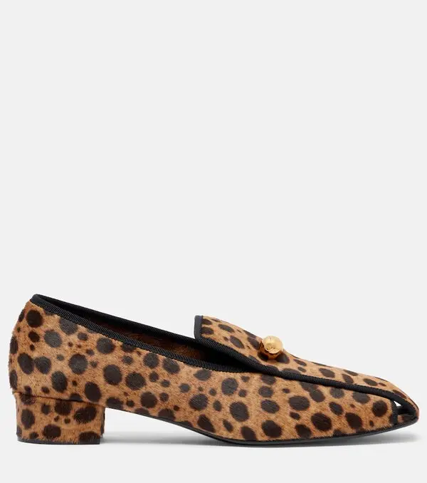 HERBERT LEVINE Showtime Leopard-print Calf Hair Loafer Pumps - Brown