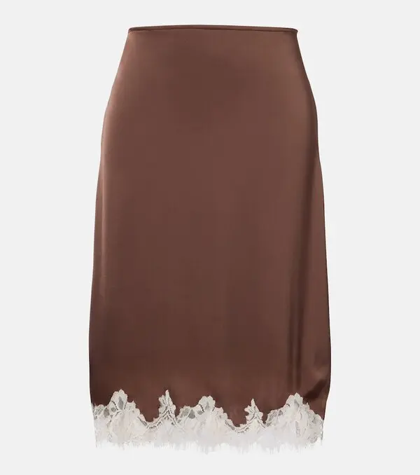 Faithfull The Brand Marisol Lace-trimmed Midi Skirt - Brown