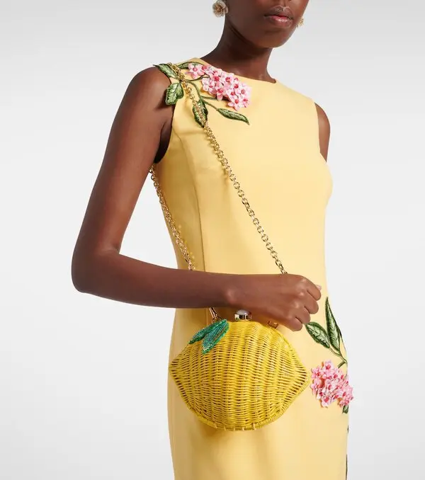 Judith Leiber Lemon Wicker Clutch