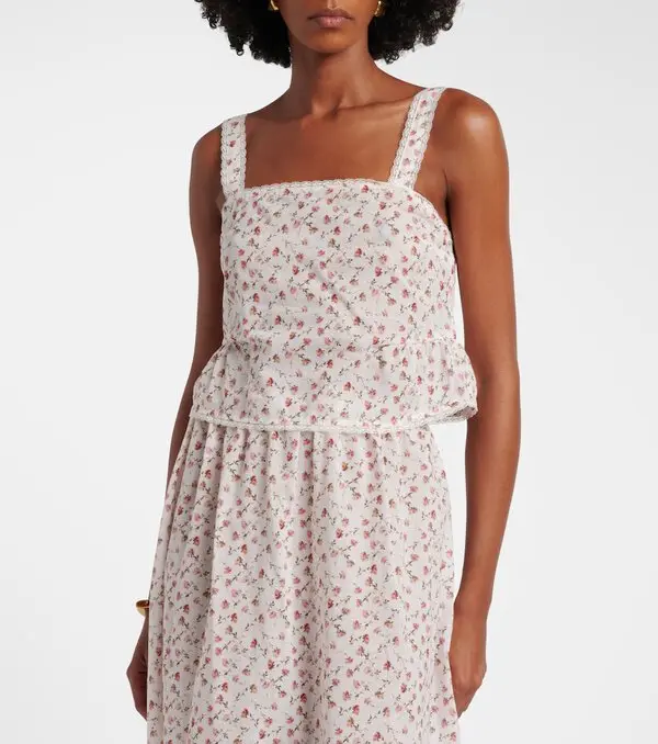Posse Charlotte Floral Cotton Top With Embroidery - Multicoloured