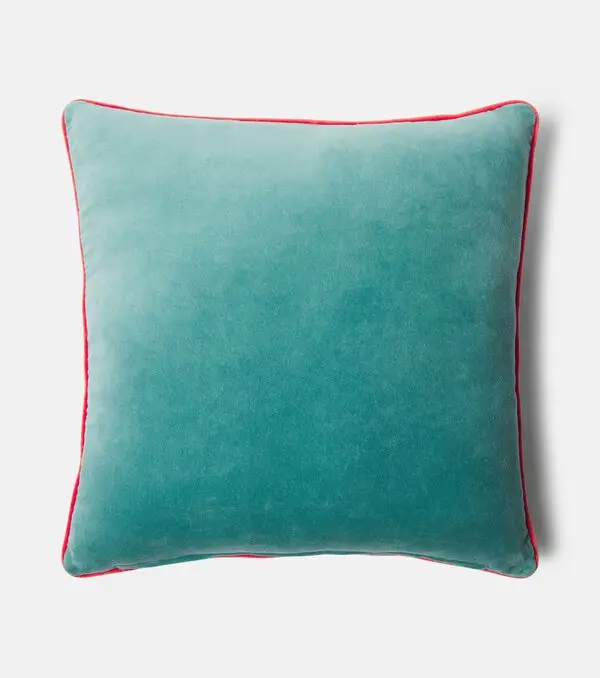 LES-OTTOMANS Embroidered Cotton Velvet Cushion