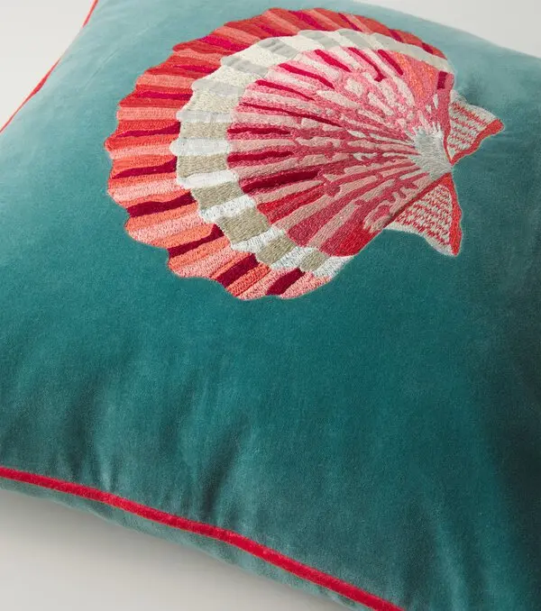 LES-OTTOMANS Embroidered Cotton Velvet Cushion