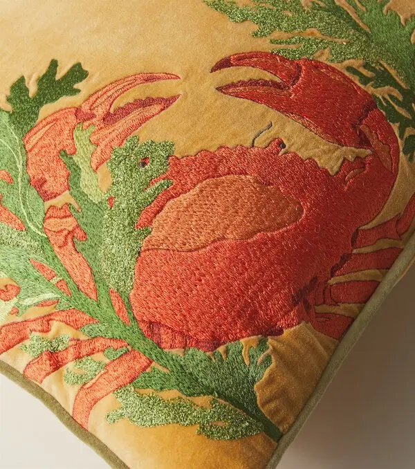 LES-OTTOMANS Embroidered Cotton Velvet Cushion