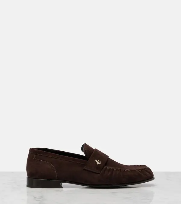 JIMMY CHOO Ellis Suede Loafers Marine - Brown