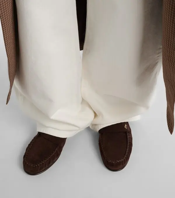 JIMMY CHOO Ellis Suede Loafers - Brown