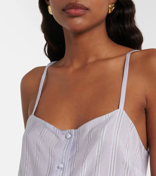 FRAME Lace-trimmed Striped Silk Camisole - Blue