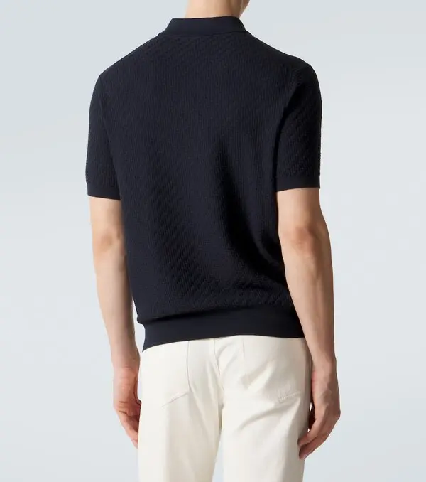 Brioni Cotton, Silk, And Cashmere Polo Shirt - Blue