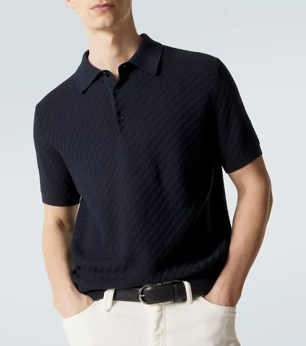 Brioni Cotton, Silk, And Cashmere Polo Shirt - Blue