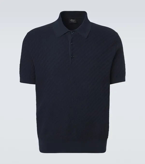 Brioni Cotton, Silk, And Cashmere Polo Shirt - Blue