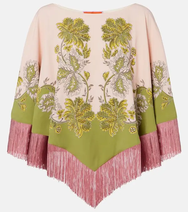 La DoubleJ Swathe Placée Reversible Satin Poncho - Pink