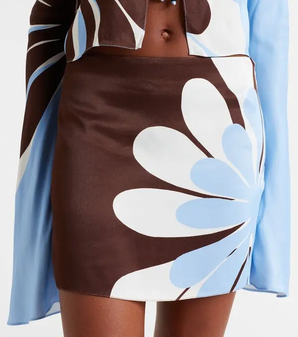 CALA DE LA CRUZ Ricci Floral Mini Skirt - Brown