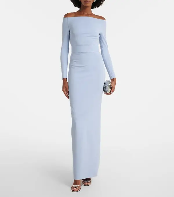 Solace London Sabina Off-shoulder Gown - Blue