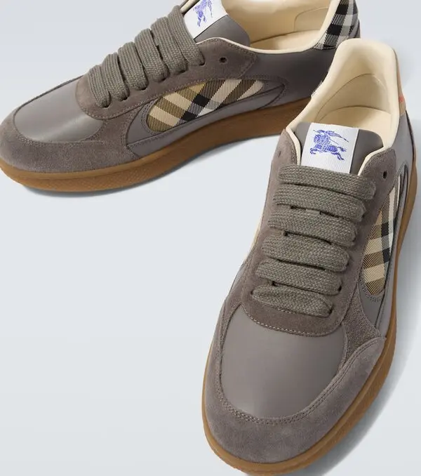 Burberry Terrace Leather And Suede Sneakers - Grey